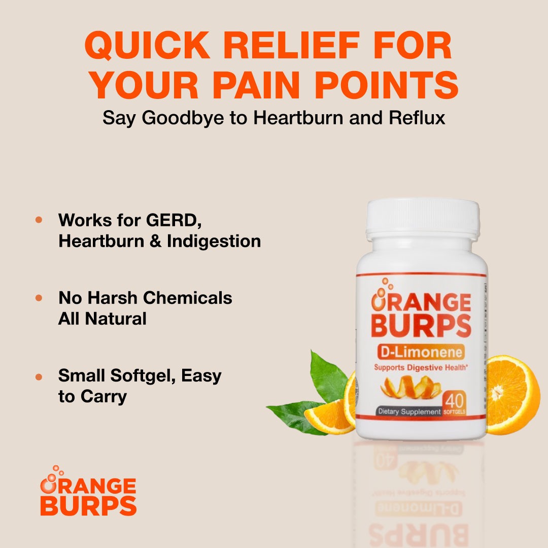 Orange Burps - 100% Natural Supplement for Heartburn and Acid Reflex