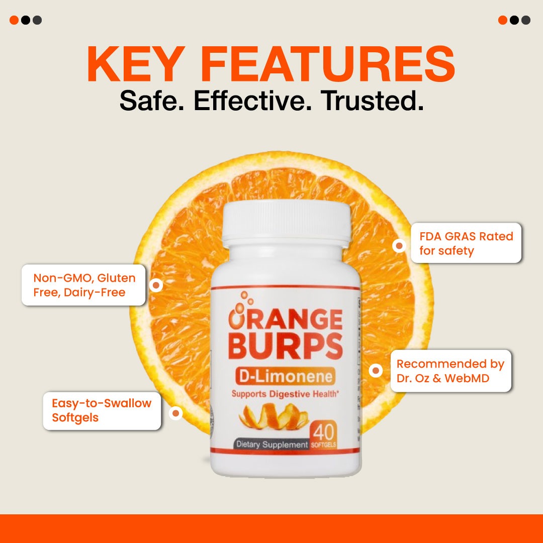 Orange Burps - 100% Natural Supplement for Heartburn and Acid Reflex